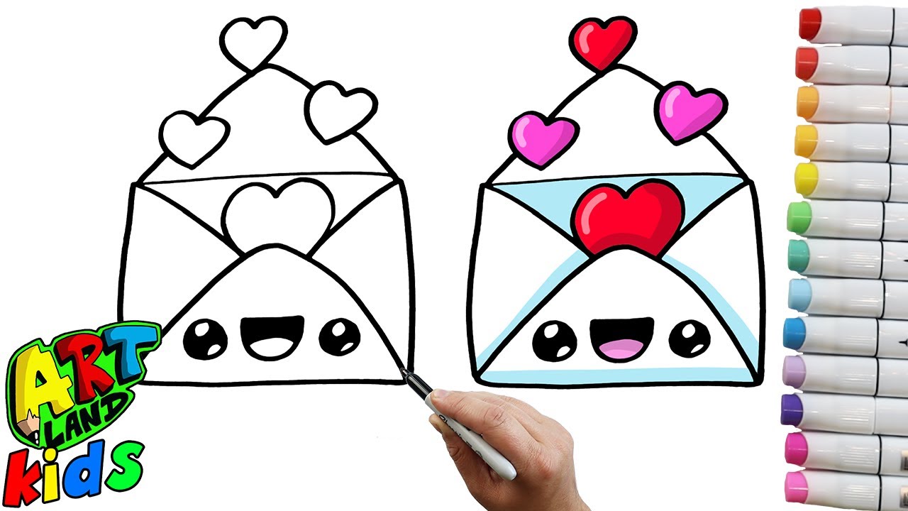 HOW TO DRAW A LOVE LETTER FOR KIDS - YouTube