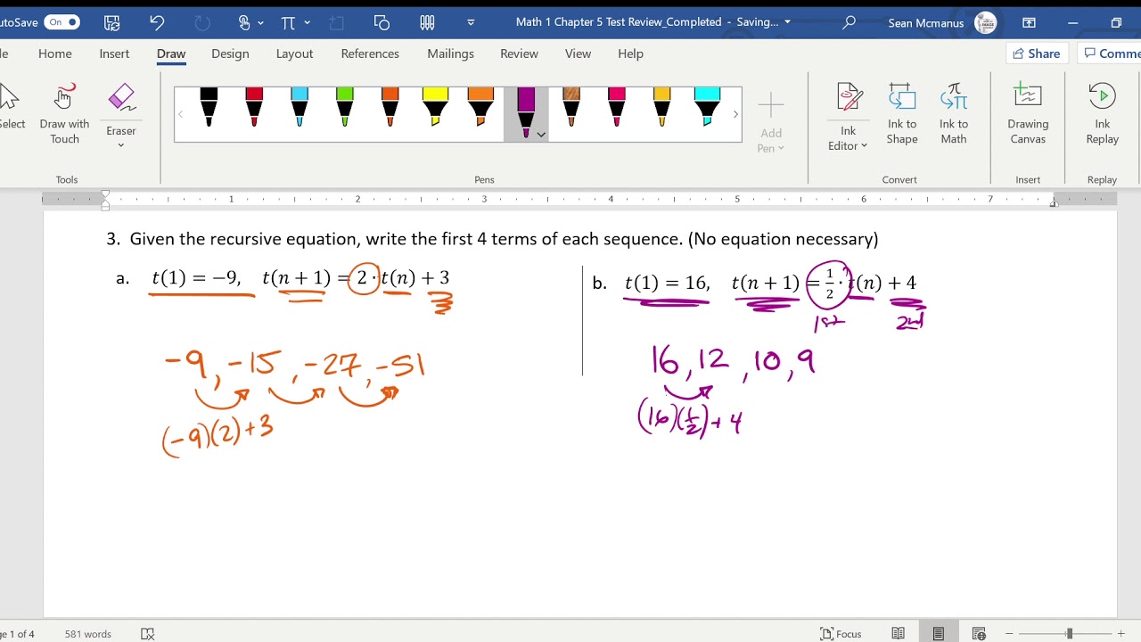 Math 1 Chapter 5 Test Review Part1 - YouTube
