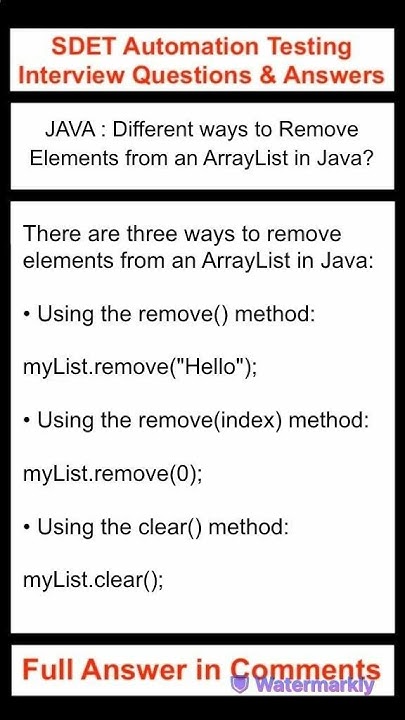 Java Different Ways To Remove Elements From An Arraylist In Java Youtube