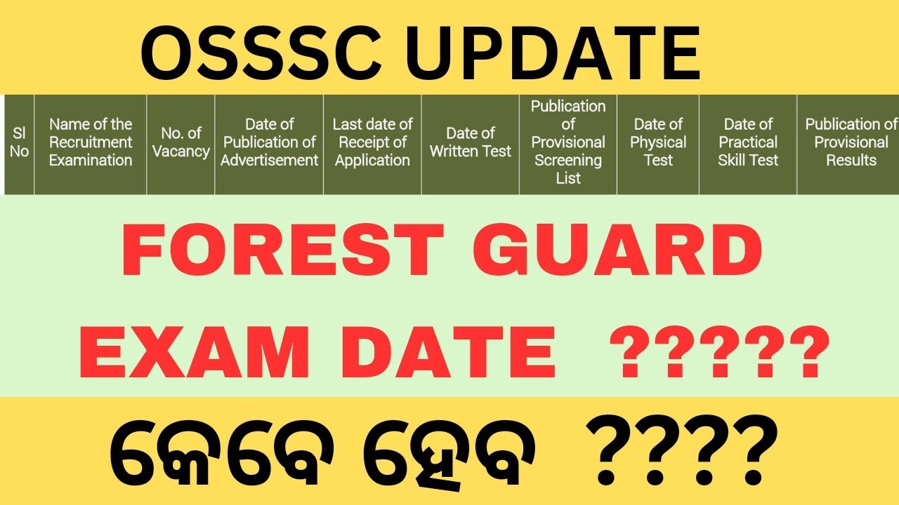 OSSSC Forest Guard Exam Date || Forest Guard Exam କେବେ ହେବ - YouTube
