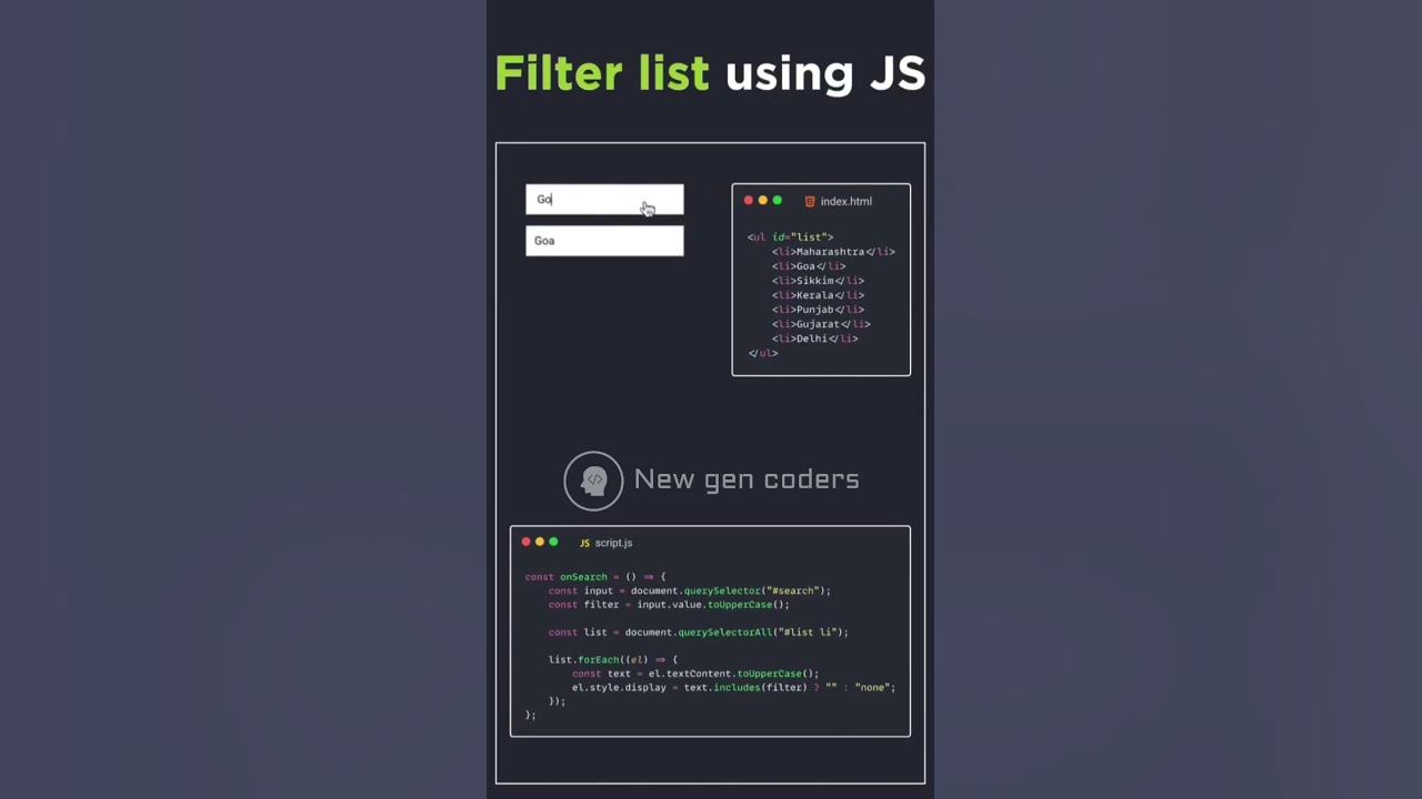 Filter List Using Js Coding Codingmastery Codingchallenges Codemastery Python Youtube