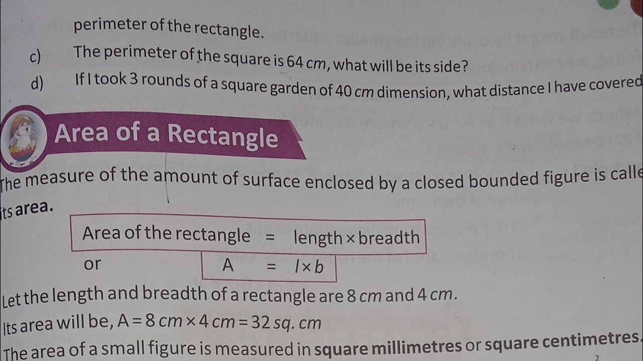 Class 5 Maths Perimeter and Area Ex 8.1 Ques 4 - YouTube