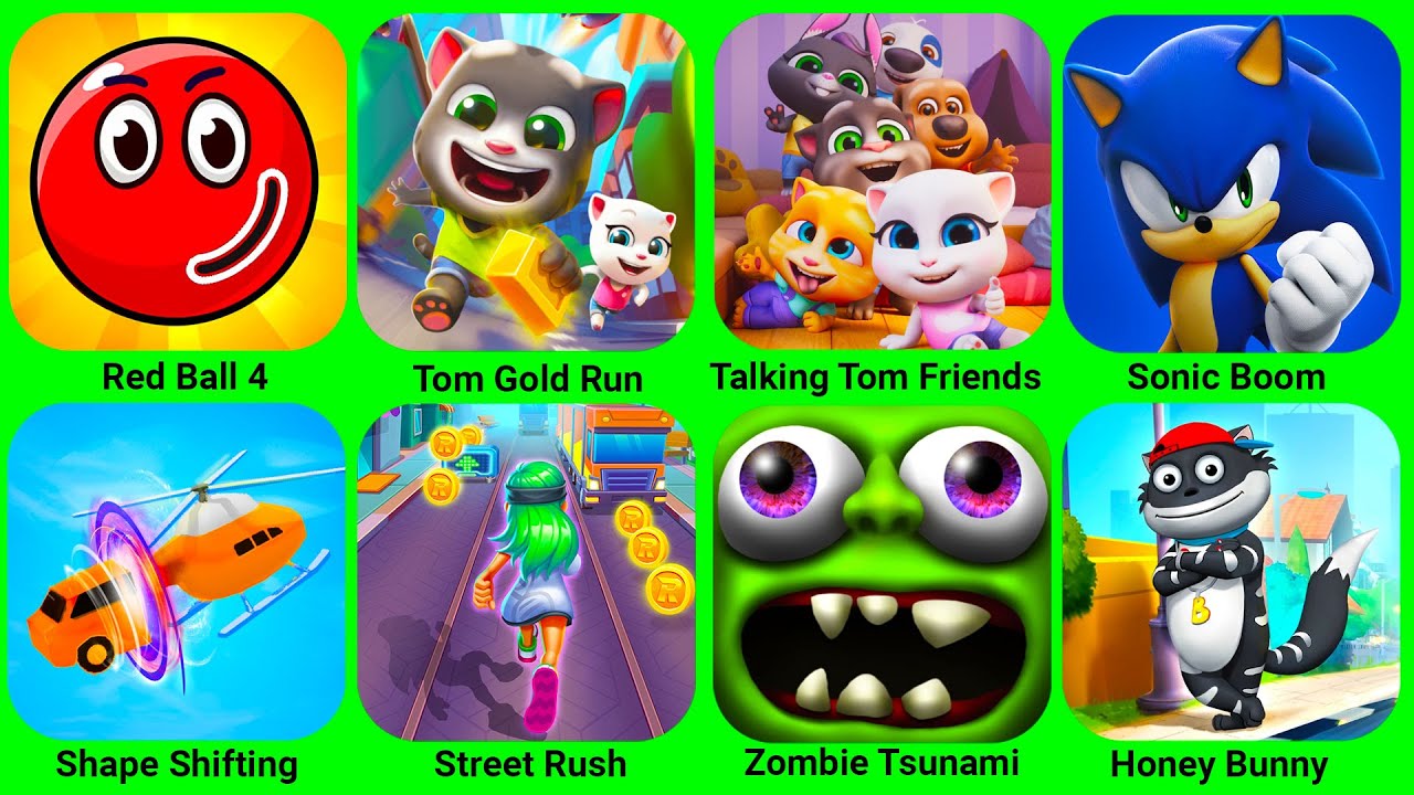 Red Ball 4, Tom Gold Run, Count Master, Talking Tom Candy Run, Monster ...