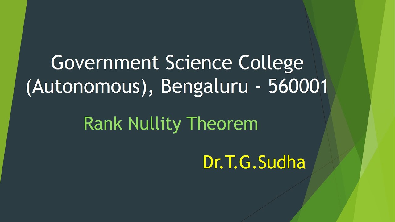 Linear Algebra: Rank & Nullity Theorem. - YouTube