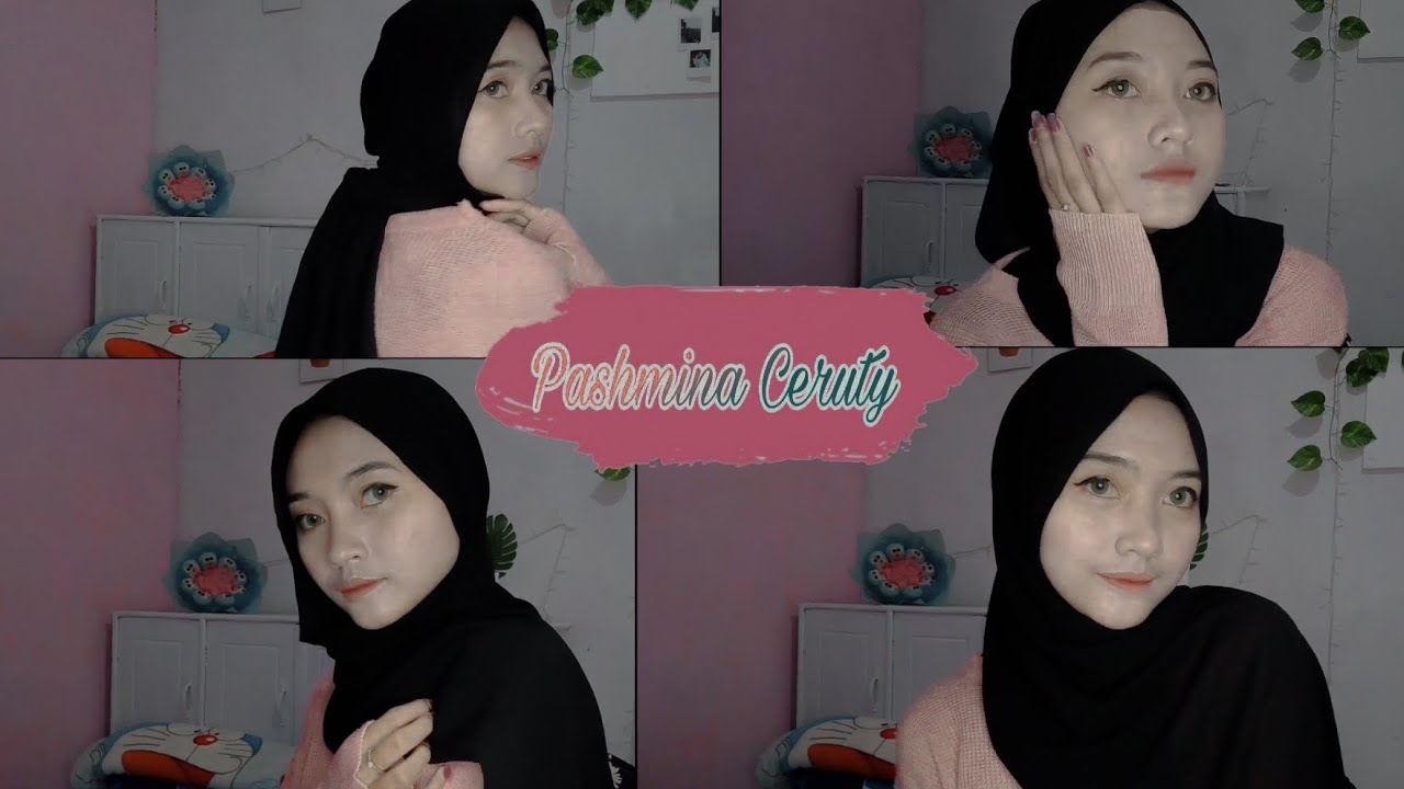 4 TUTORIAL HIJAB PASHMINA CERUTY SIMPLE BANGET!! - YouTube