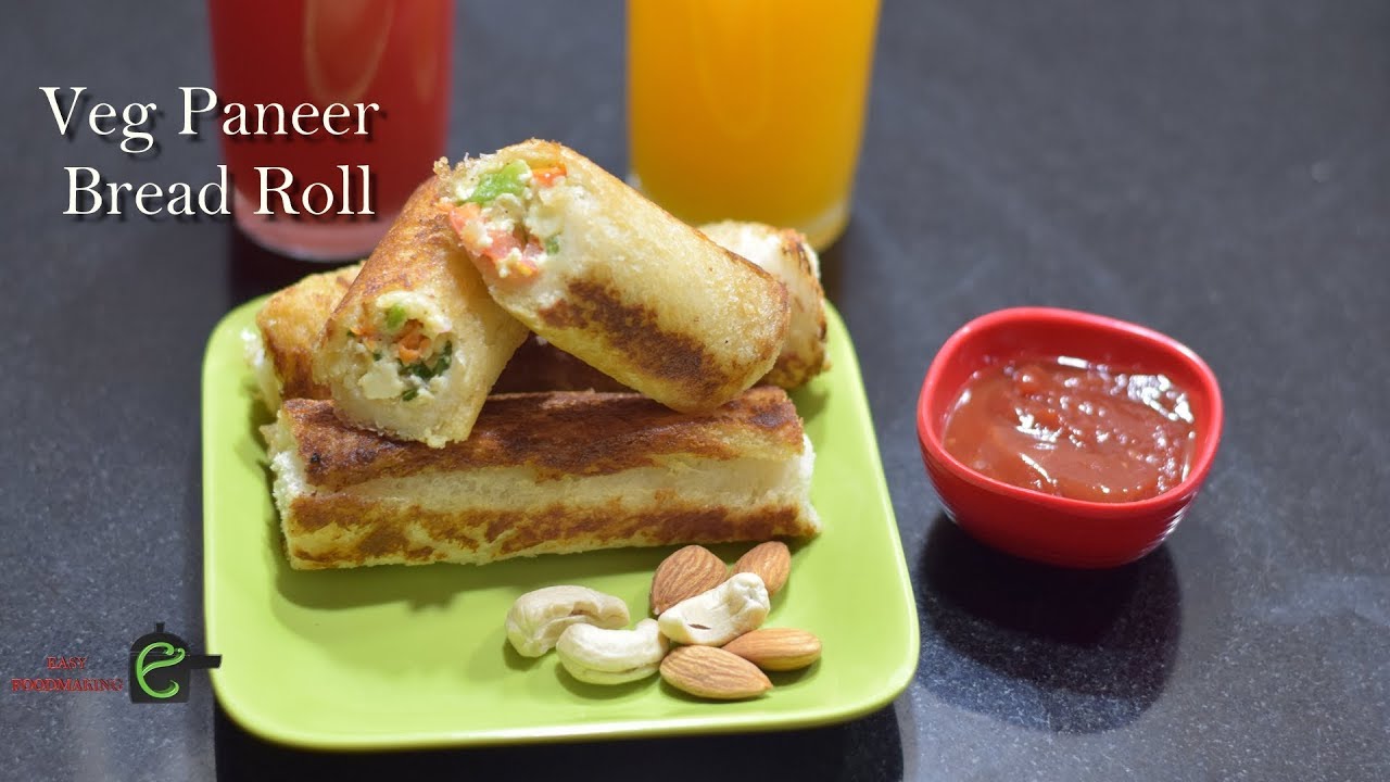 Kids Special Veg Paneer Bread Roll | Paneer Bread Roll Recipe | Paneer ...