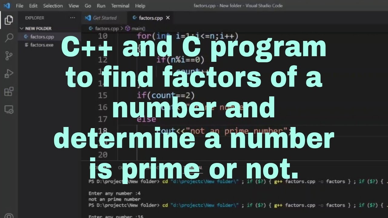 C++ and C program to find factors of a number and determine a number is ...