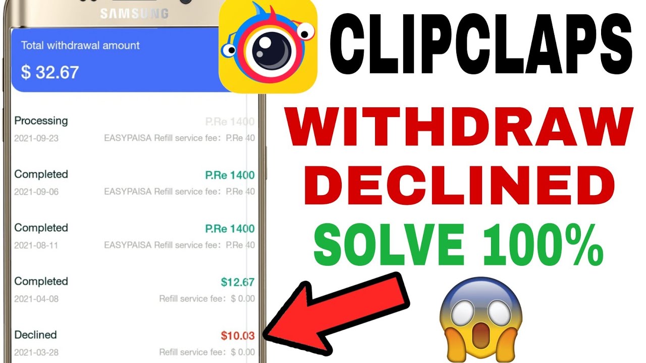 Clipclaps Withdraw Declined Problem 100% Solve || Clipclaps Withdrawal ...