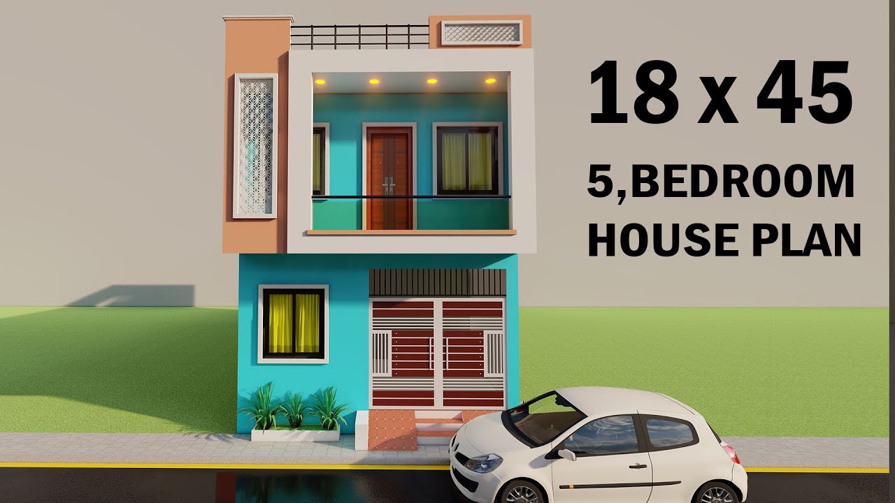 18 by 45 5 Bedroom house design,3D kam se kam kharche ka makan,18x45 ...