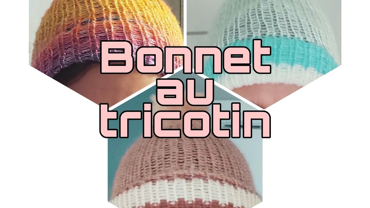 Bonnet en laine facile au tricotin - YouTube