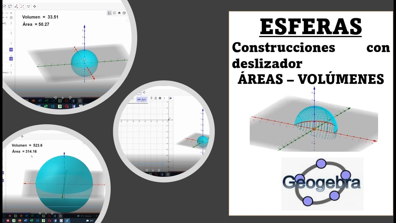 Esfera con GeoGebra: Construcciones con deslizador, volúmenes y áreas - YouTube