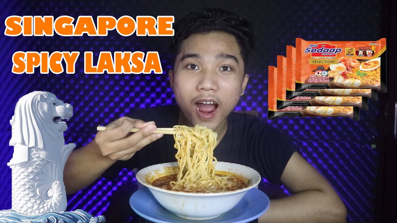 MUKBANG MIE SEDAAP SPICY LAKSA SINGAPORE !! PEDAS NYA GOKIL !! - YouTube