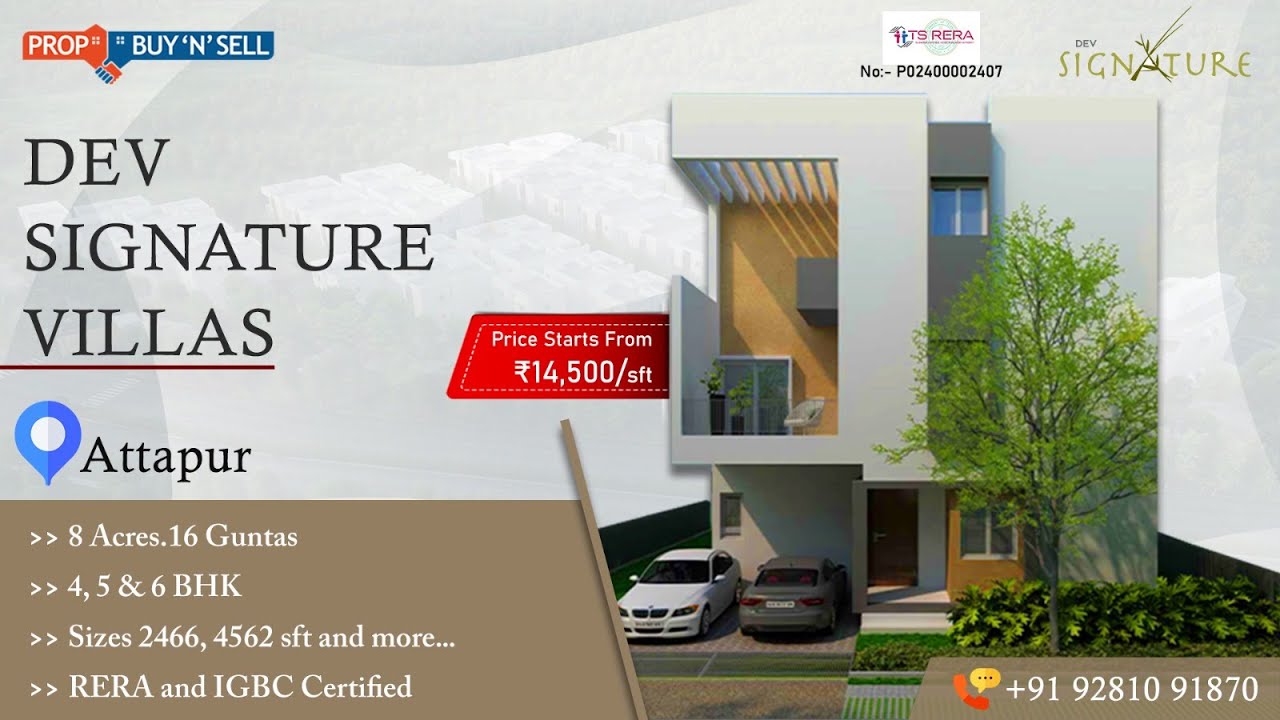 Dev Signature One- Villa | 3,4,5,6 BHK Villas for Sale @ Attapur ...