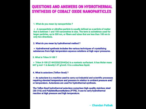 Q & A on Hydrothermal Synthesis of Cobalt Oxide Nanoparticles #ChandanPathak