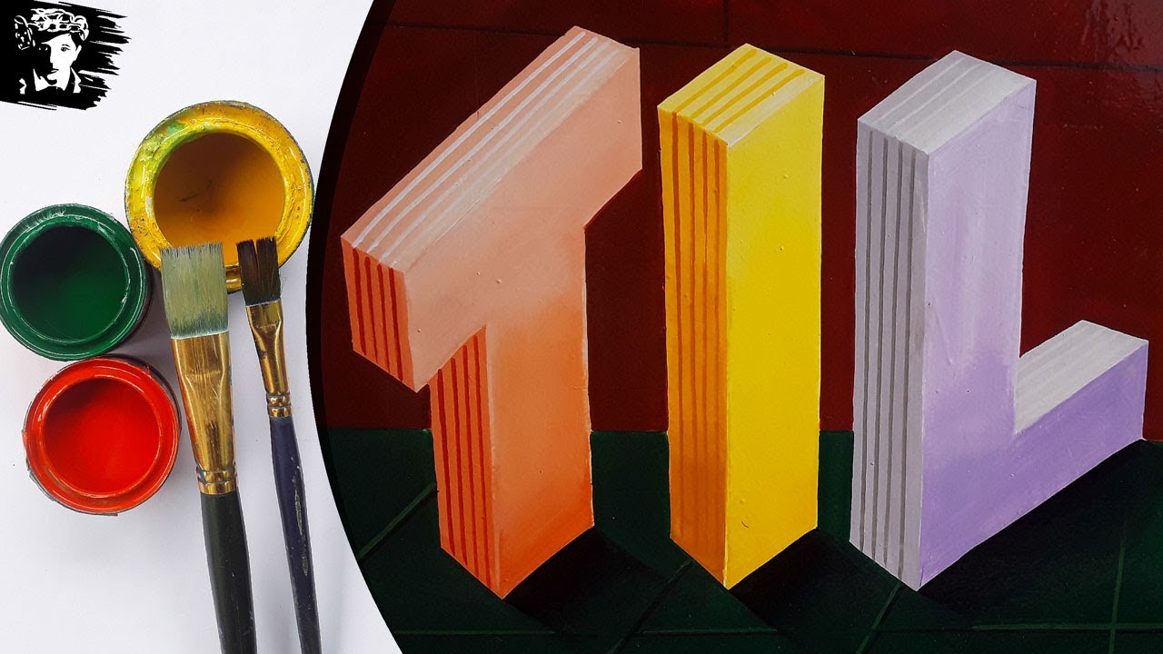 Sign Painting Tiles Design 3D Letter Writing in English Font Style ...