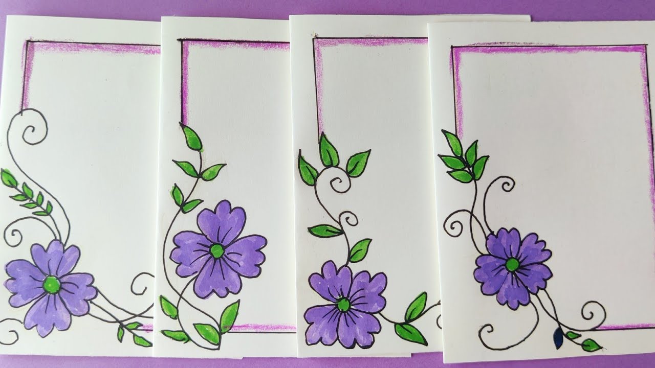 4 easy beautiful flower designs for projects. #borderdesigns # ...