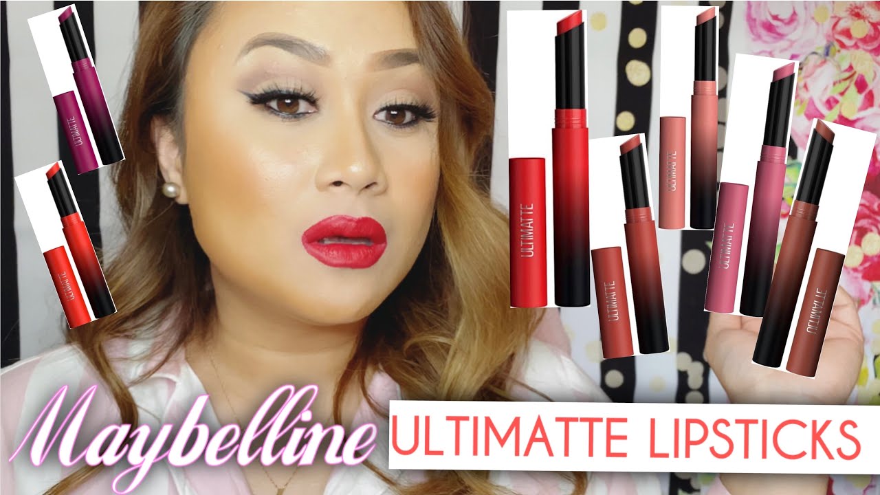 MAYBELLINE ULTIMATTE SLIM LIPSTICK | SWATCHES | GLAMOUROSE - YouTube