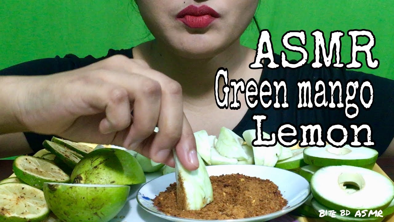 Green Mango & Lemon ASMR || Awesome Eating Sound - YouTube