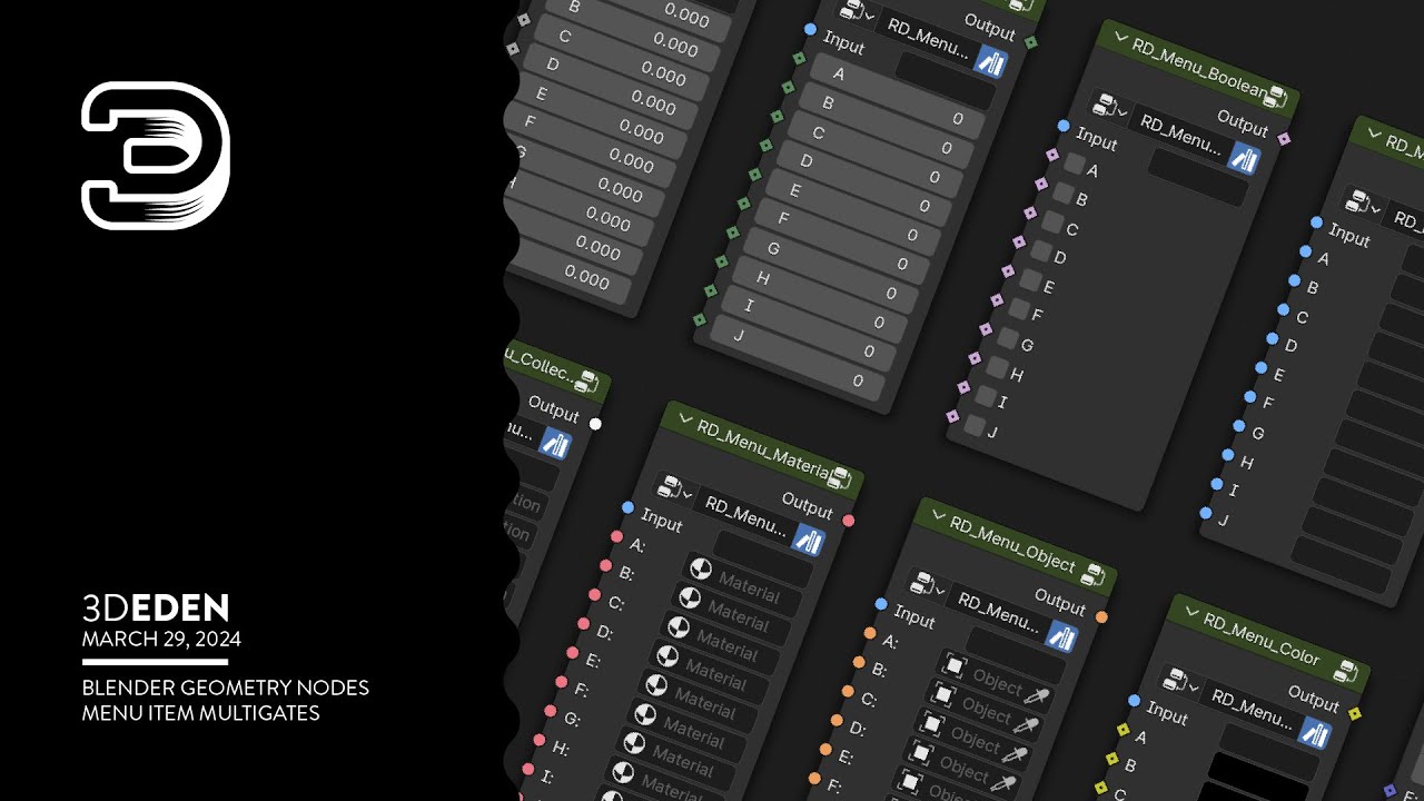 Blender, Geometry nodes, Menu switch, Menu item multigates Tutorial ...