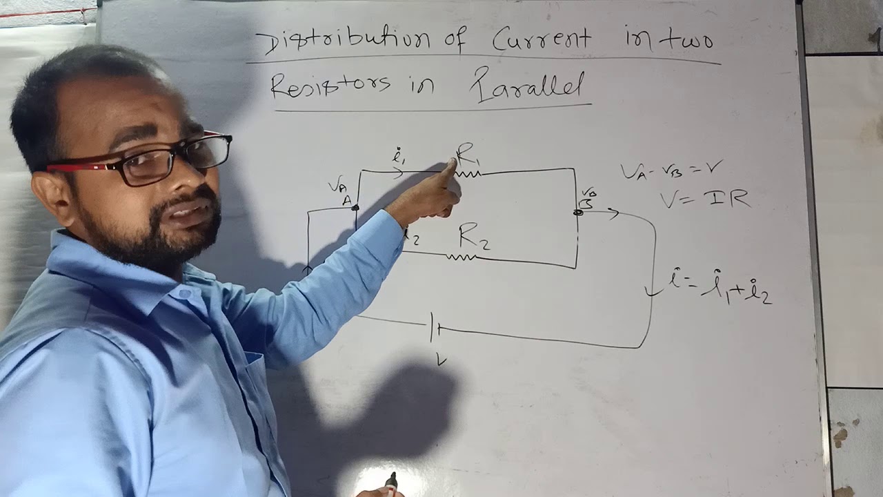 Distribution of current in two resistors in parallel. - YouTube