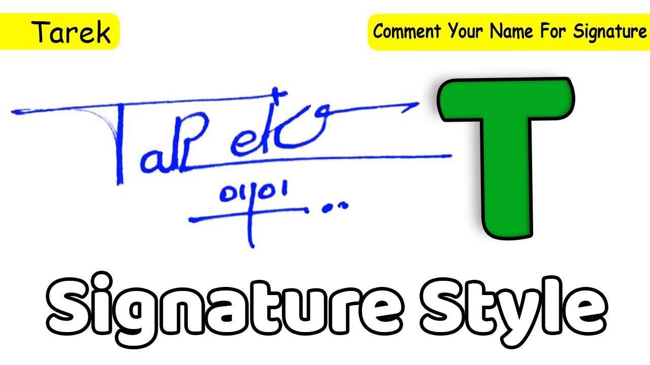 ️ Tarek Name Signature Style Request Done - YouTube