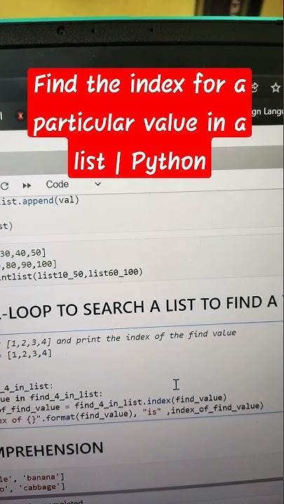 Find the index for a particular value in a list | Python - YouTube
