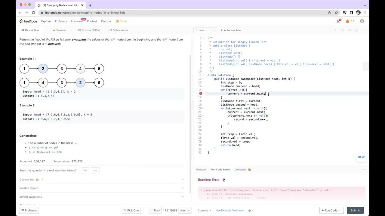 1721. Swapping Nodes in a Linked List - YouTube