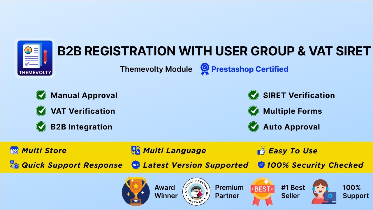 B2B Registration with User group & VAT Siret - Themevolty Module - YouTube
