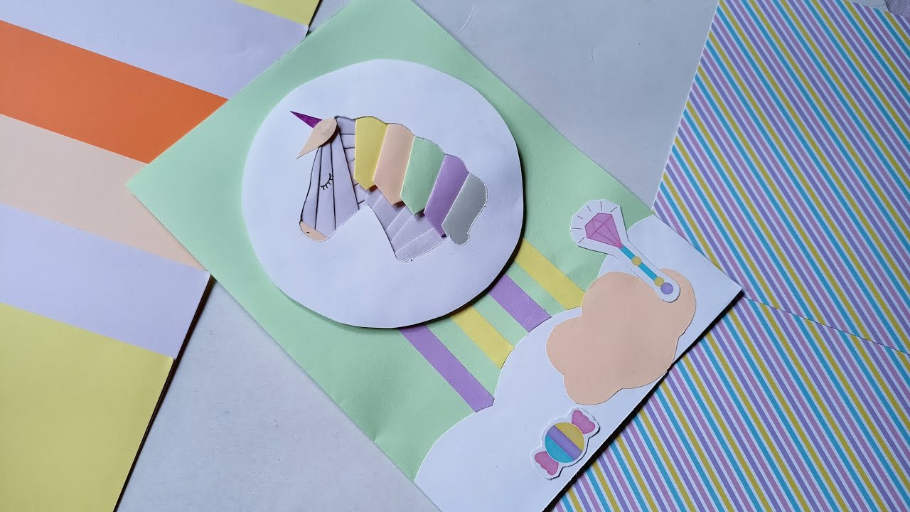 Iris folding unicorn card/iris folding cards pattern how to make/iris ...