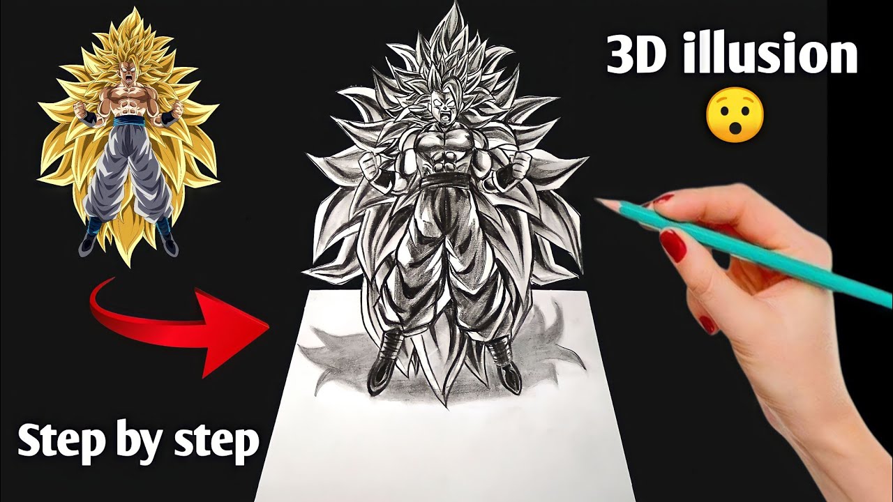 How To Draw Goku infinity | 3D Anime Drawing | step by step Drawing ...