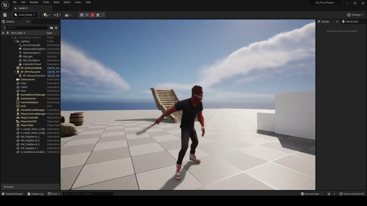 Character movement, animations, sfx, pickup object, attack. - YouTube
