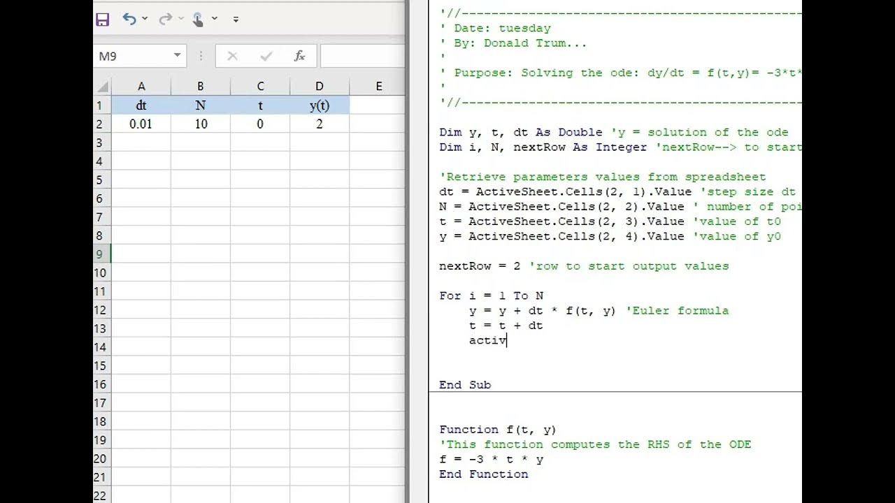 VBA pour ingénieurs/ EULER & équations différentielles (2) - YouTube