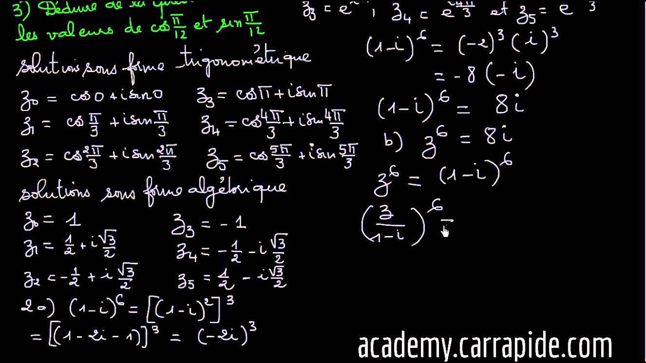 Bac S2 1999 - 2ème Groupe - Racines n-ième d'un nombre complexe ...
