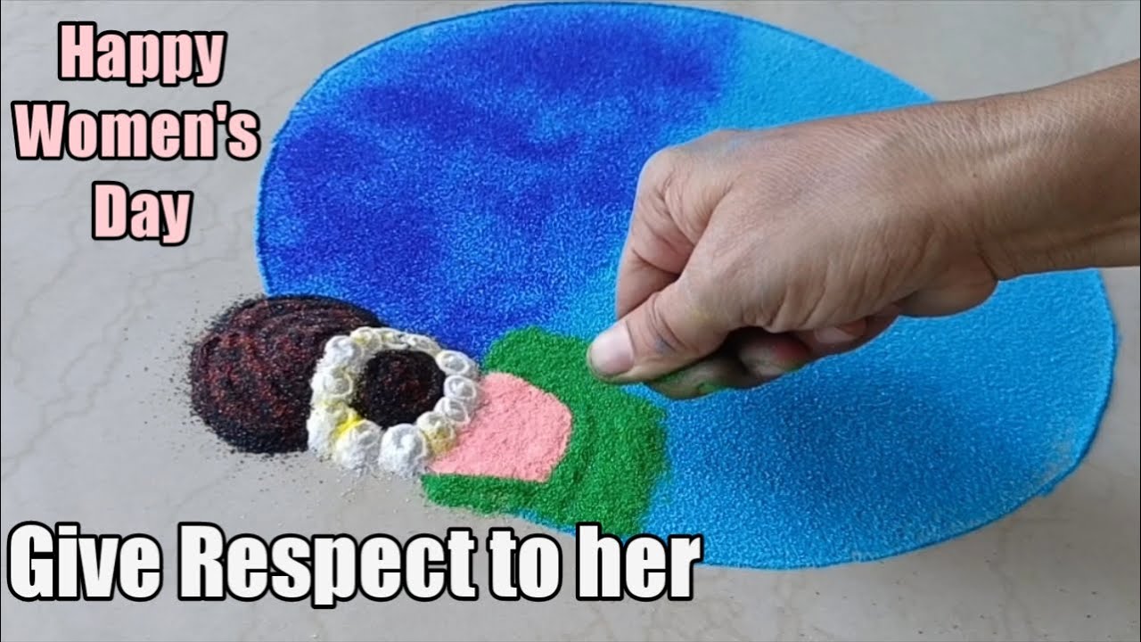 Women's day special Beautiful rangoli design | 8 March rangoli | Women ...