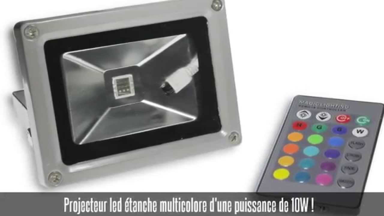 Projecteur led RGB étanche, 10W - YouTube