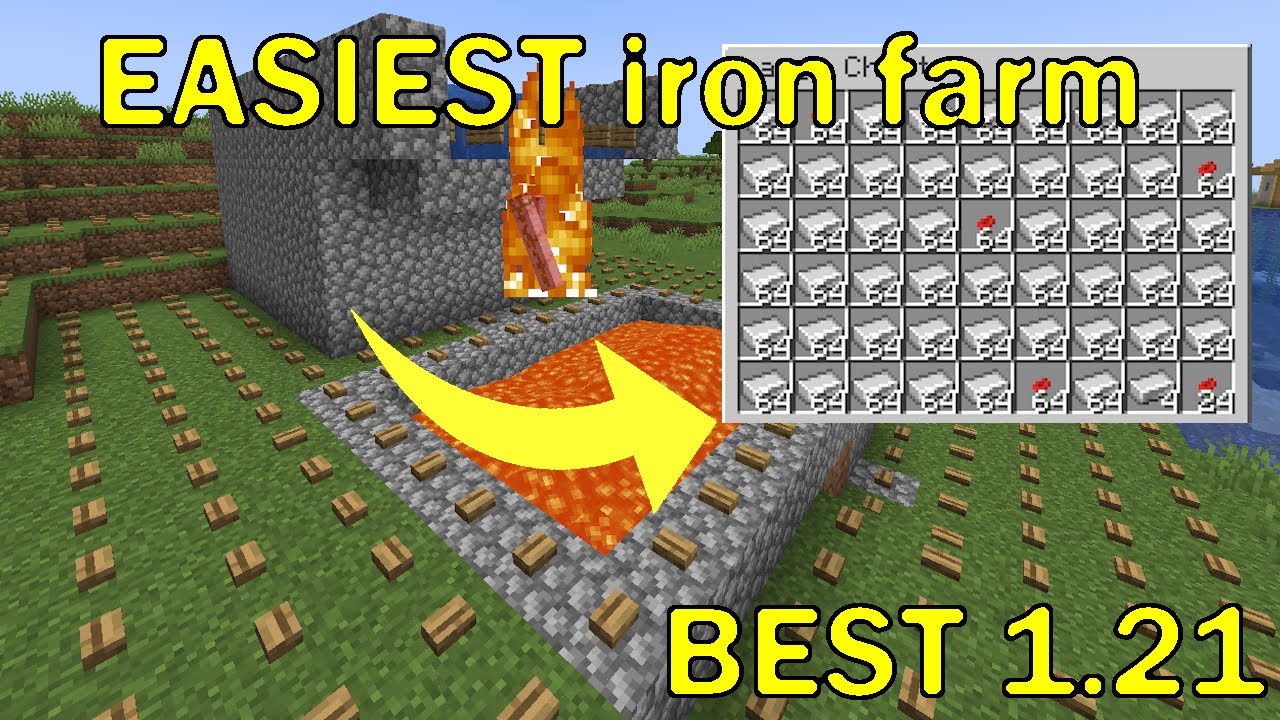 MINECRAFT 1.21 BEST EASY IRON FARM TUTORIAL, Easy, Simple, Efficient ...