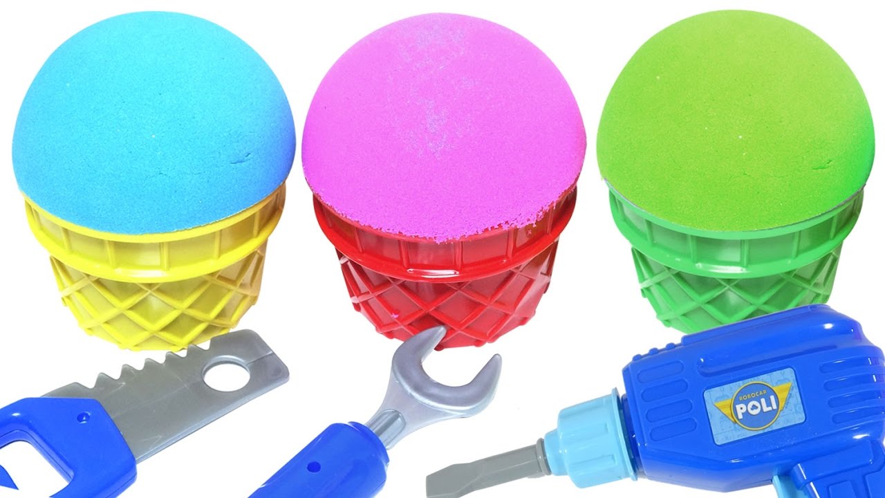 Kinetic Sand Ice Cream & Suprise Egg Tool Set play Disney SuperHero ...