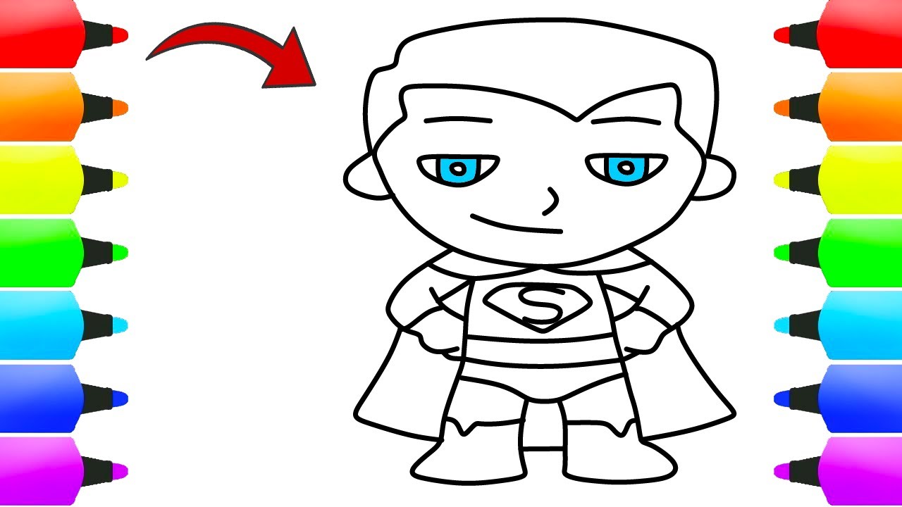 Superman Chibi Coloring Pages, Learn Colors and Painting for Kids ...