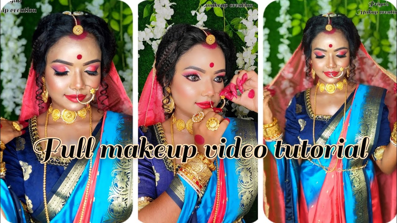 Dusky skin tone makeup tutorial।।Bengali traditional bridal makeup ...