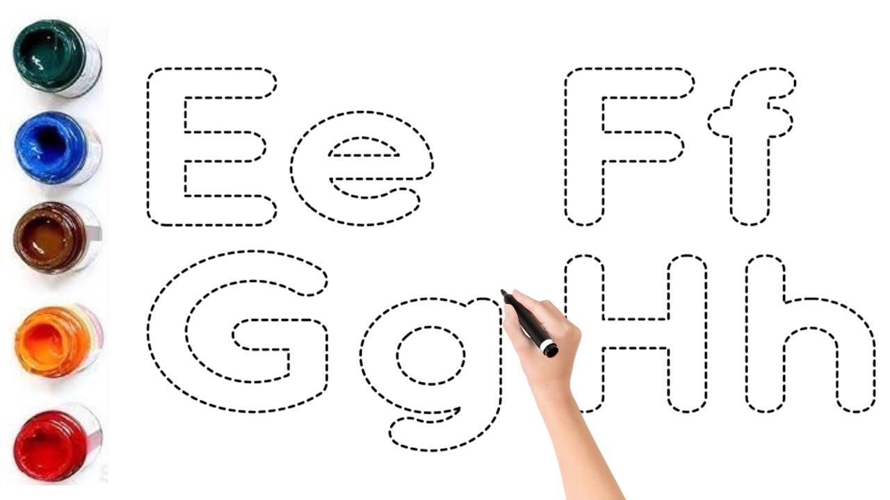 How to Learn Draw and Paint Letters EFGH for Kids // Easy Step by Step ...