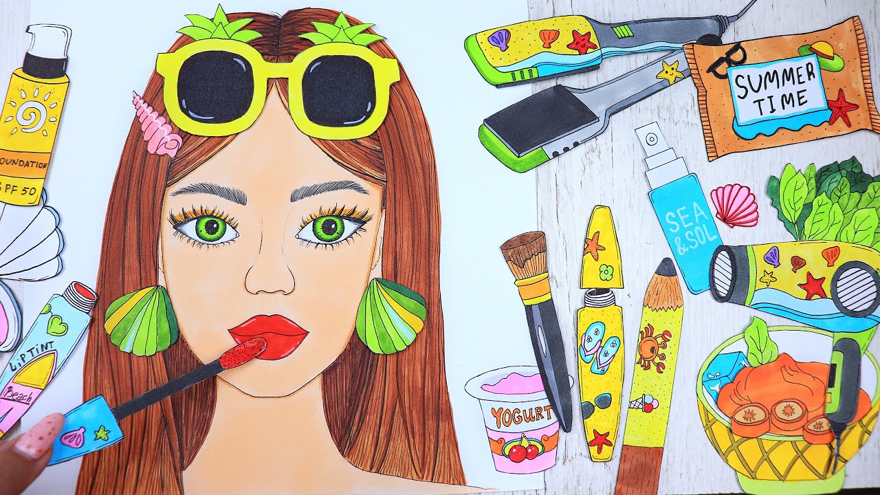 ASMR Makeup Skincare with PAPER COSMETICS 💄 Summer makeup [paper diy ...