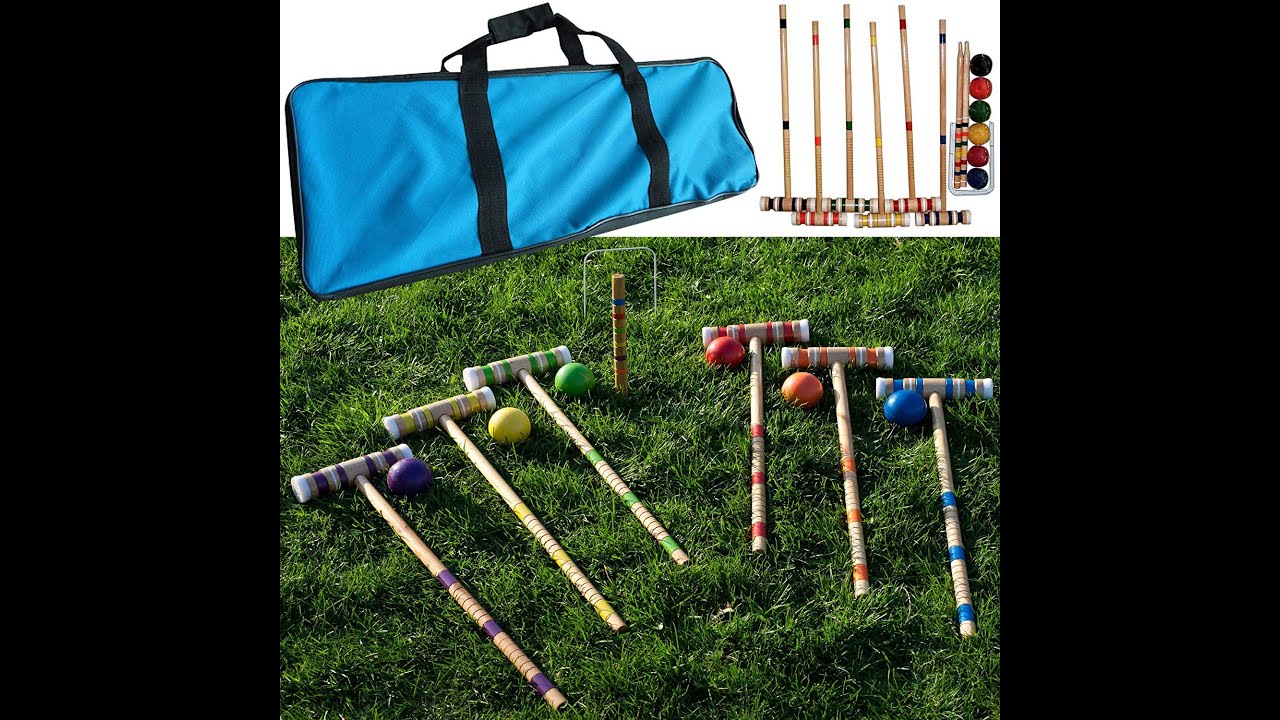 Croquet Set Wooden Outdoor Sports Set Carrying Case Backyard Lawn ...