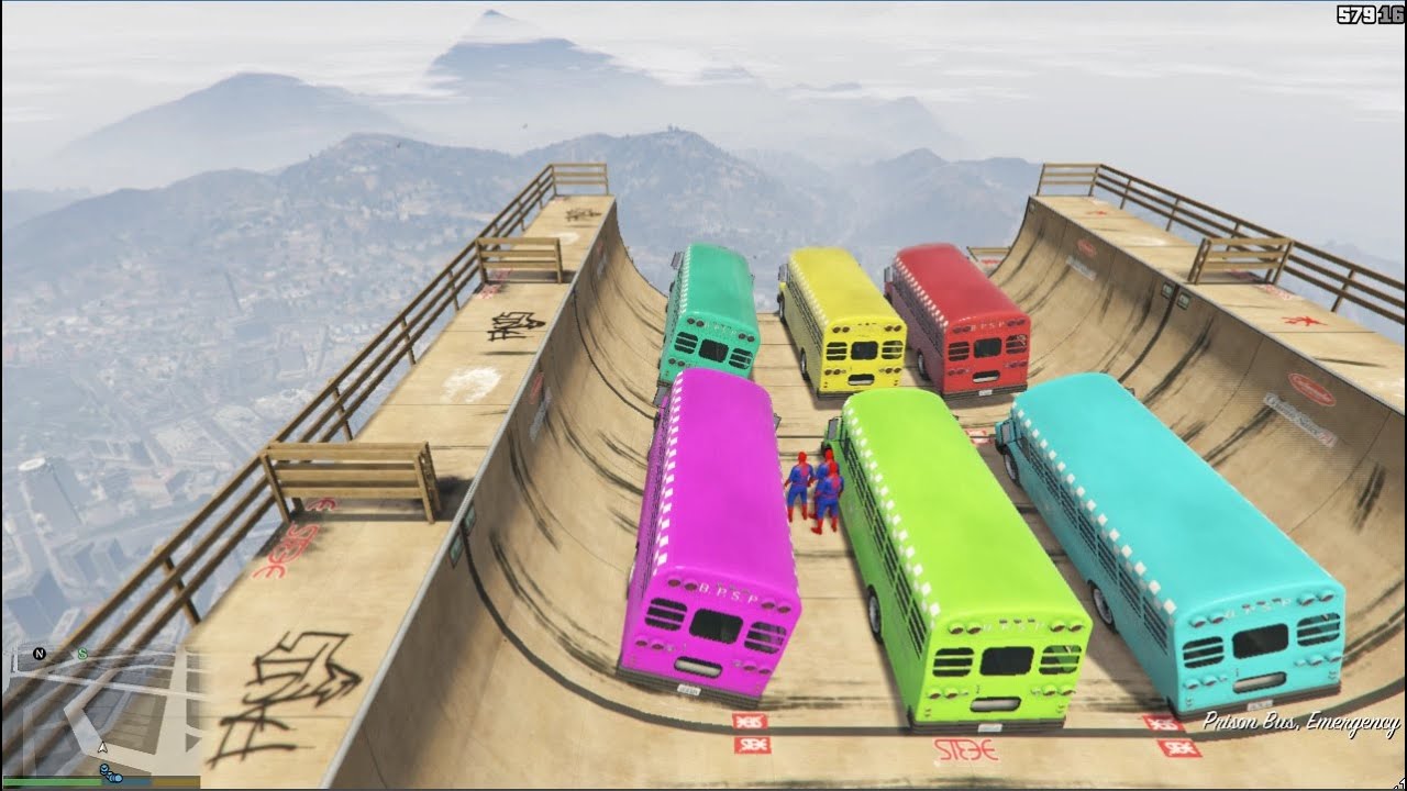 Spiderman and 5 Color Bus 3 Monster Cars With Nursery Rhymes Song for ...