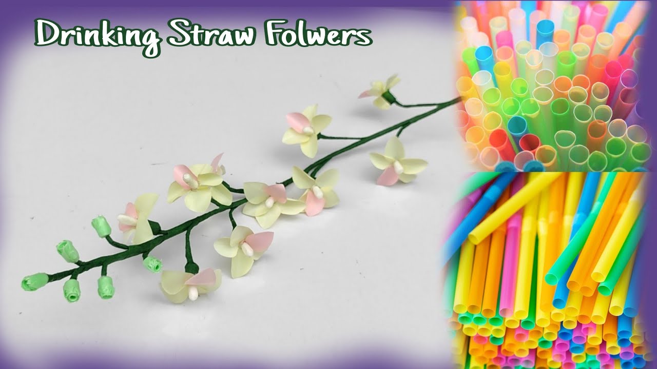 Drinking Straw Craft Ideas/Straw Flowers Making/DIY Drinking Straw ...