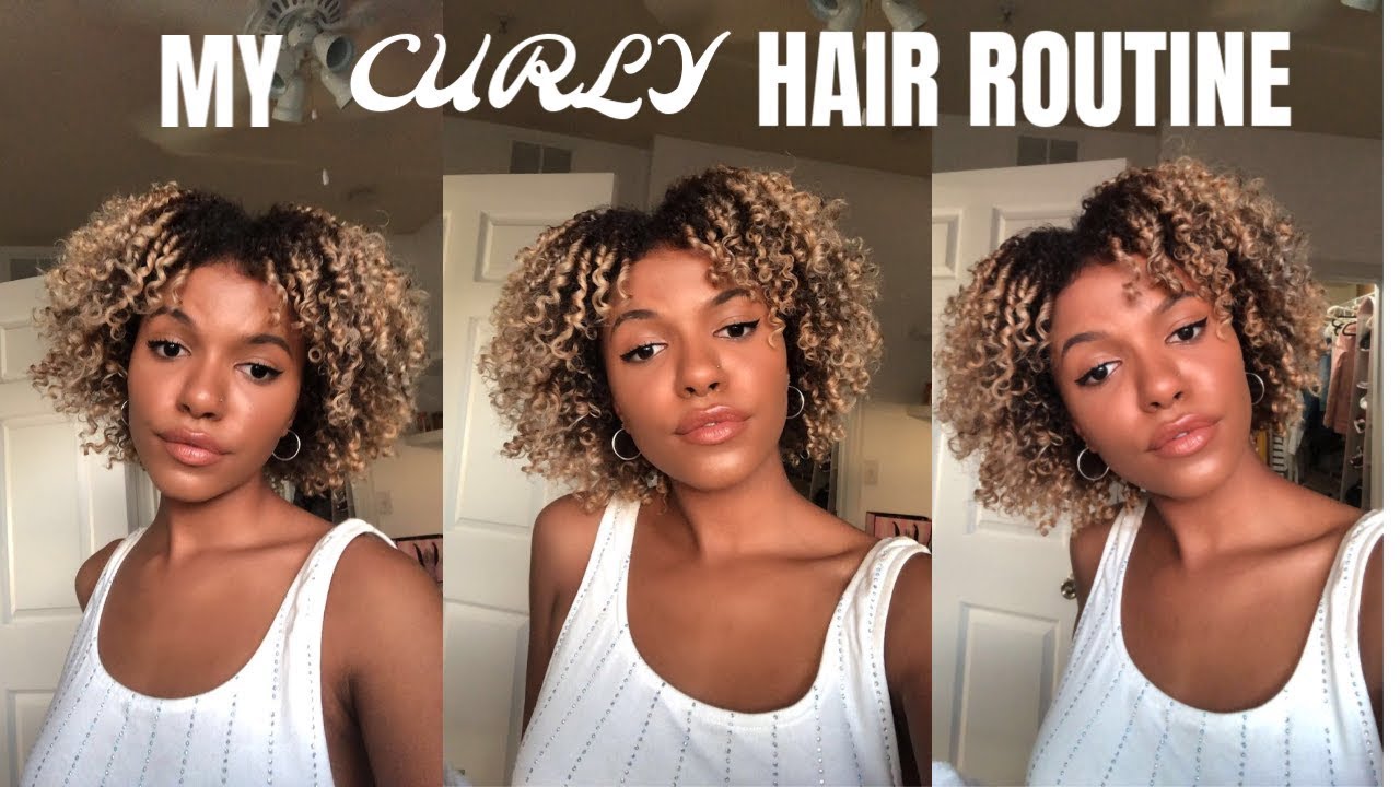My Blonde Curly Hair Routine UPDATED ! GET RID OF SHRINKAGE (2019 ...