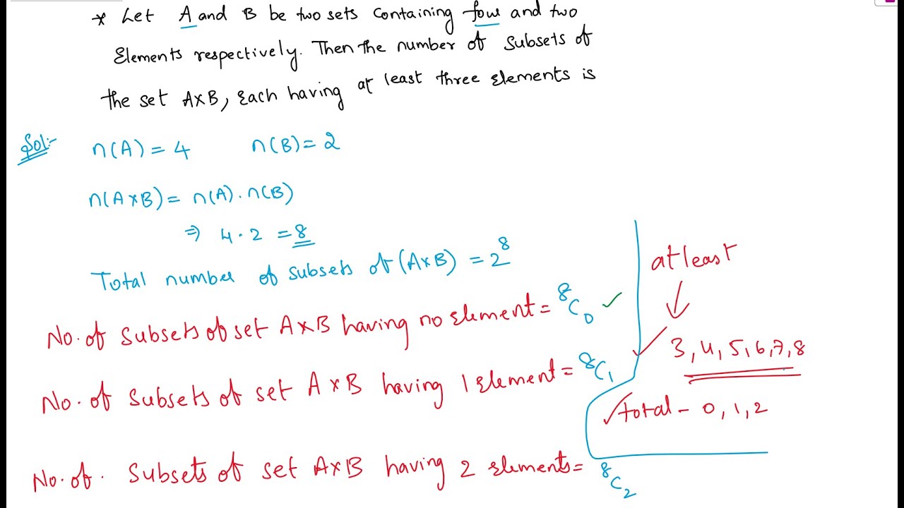 let A,B be the 2 sets containing 4&2 elements resp, then no of subsets ...