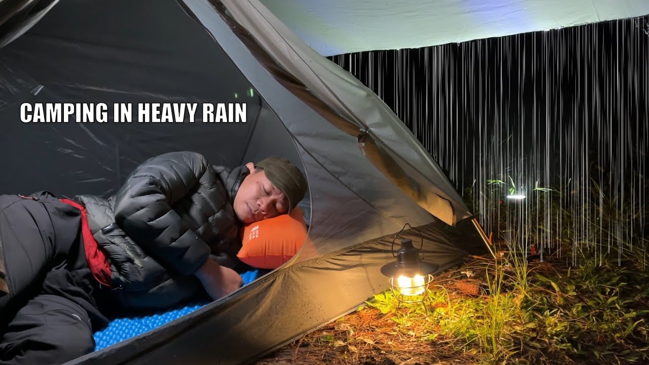 SOLO CAMPING in HEAVY RAINSTORM - HEAVY RAIN CAMPING - RAIN SOUNDS ASMR ...