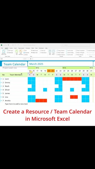 How to Create a Holiday Team Calendar in Excel? #holidaycalendar #resourcecalendar #teamcalendar ...