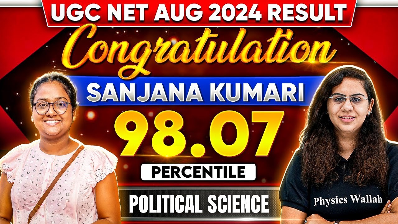 UGC NET Aug 2024 Topper 🥳🥳| Congratulations Sanjana Kumari, Percentile ...