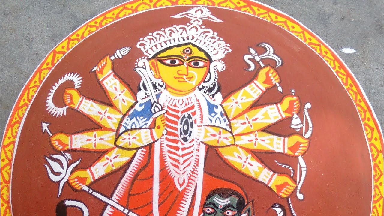 মা দূর্গার সরা অঙ্কন 🎨🖌। Maa Durga Sora Painting - YouTube